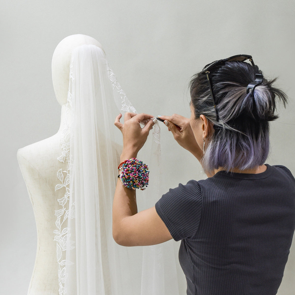 How Custom Colourful Floral Veils Are Made: From Inspirat | TARA Bridal
