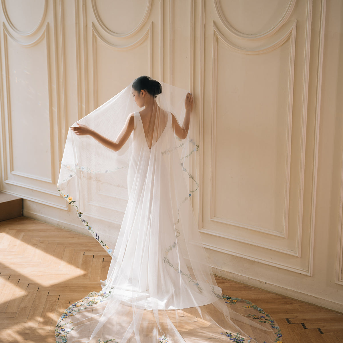 Handcrafted Lace Floral Wedding Veil - The Ami Veil | Handmade Bridal ...