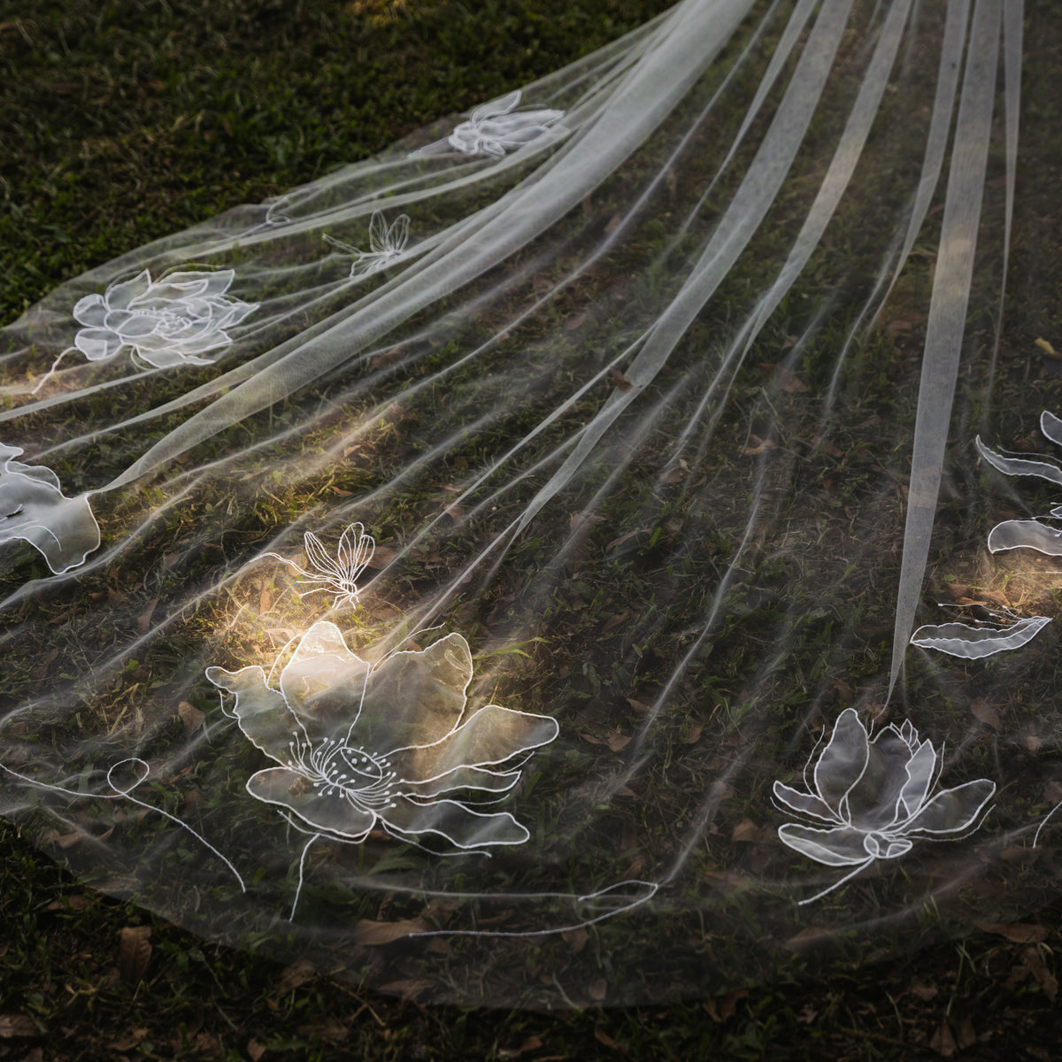 SEN | Lotus organza embroidered wedding veil | Handmade Bridal Veils by ...