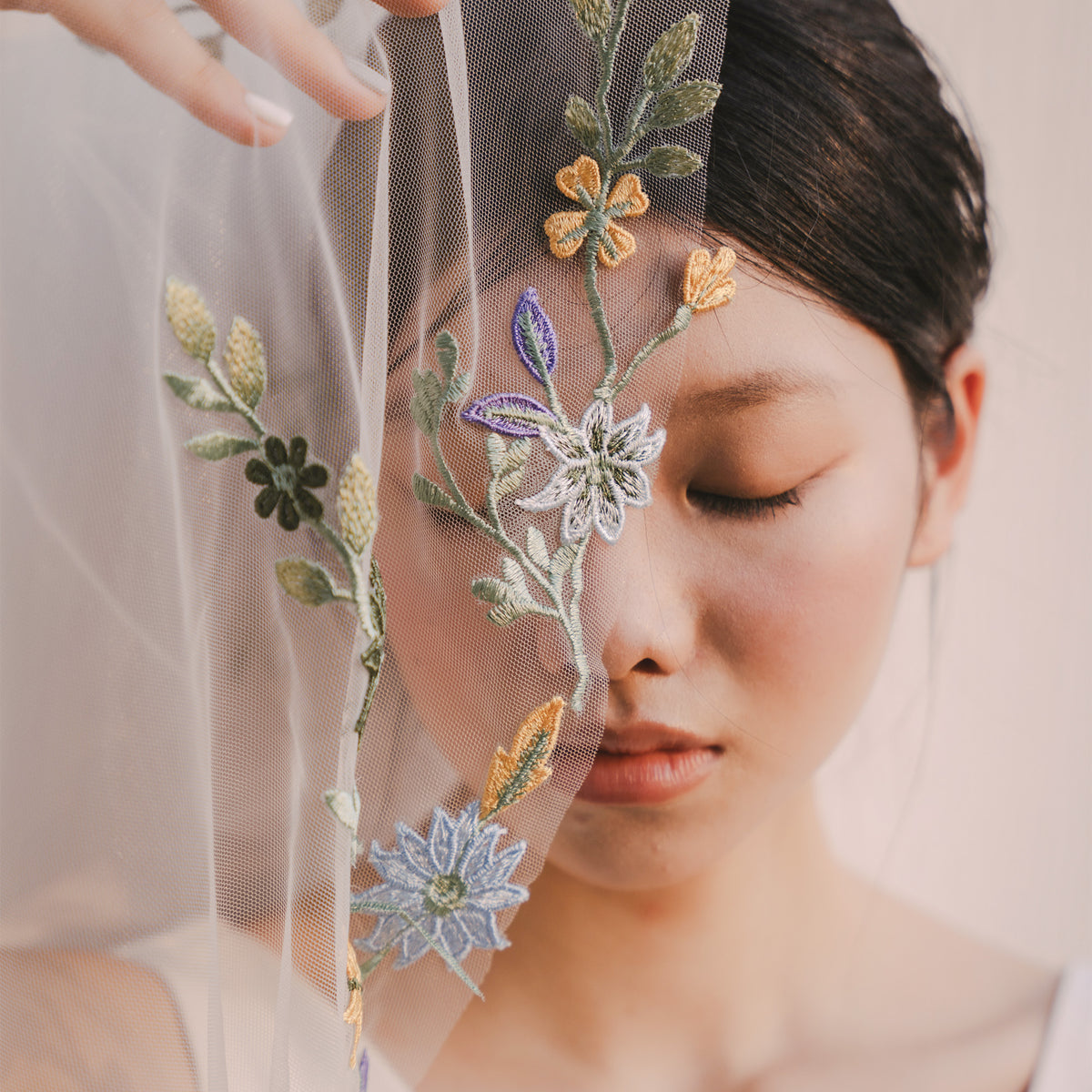 PAOLA | Colorful floral lace wedding veil | Handmade Bridal Veils by ...