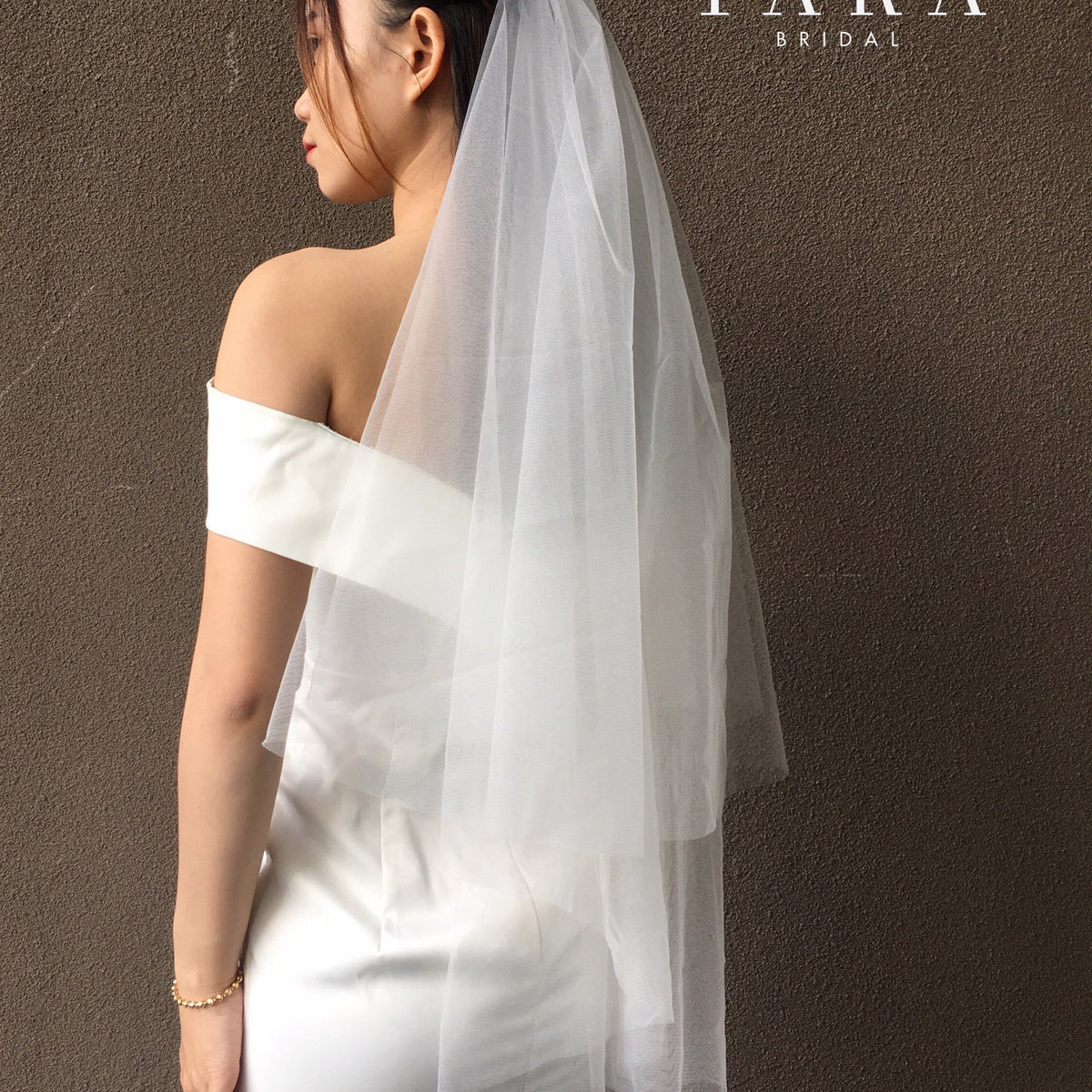 SIERRA | 2 tiers plain silk veil, silk veil / Elbow silk veil |TA.062 I ...